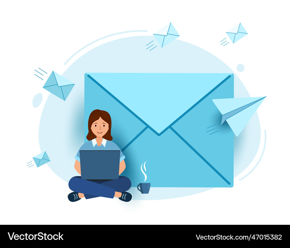 Concept an email girl writes paper Royalty Free Vector Image
