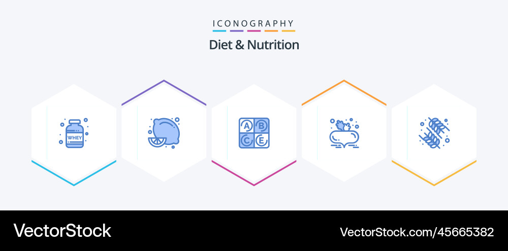 Diet and nutrition 25 blue icon pack including Vector Image