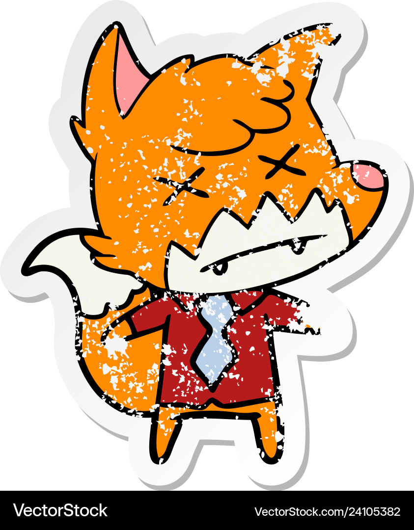 Distressed sticker of a cartoon dead fox Vector Image