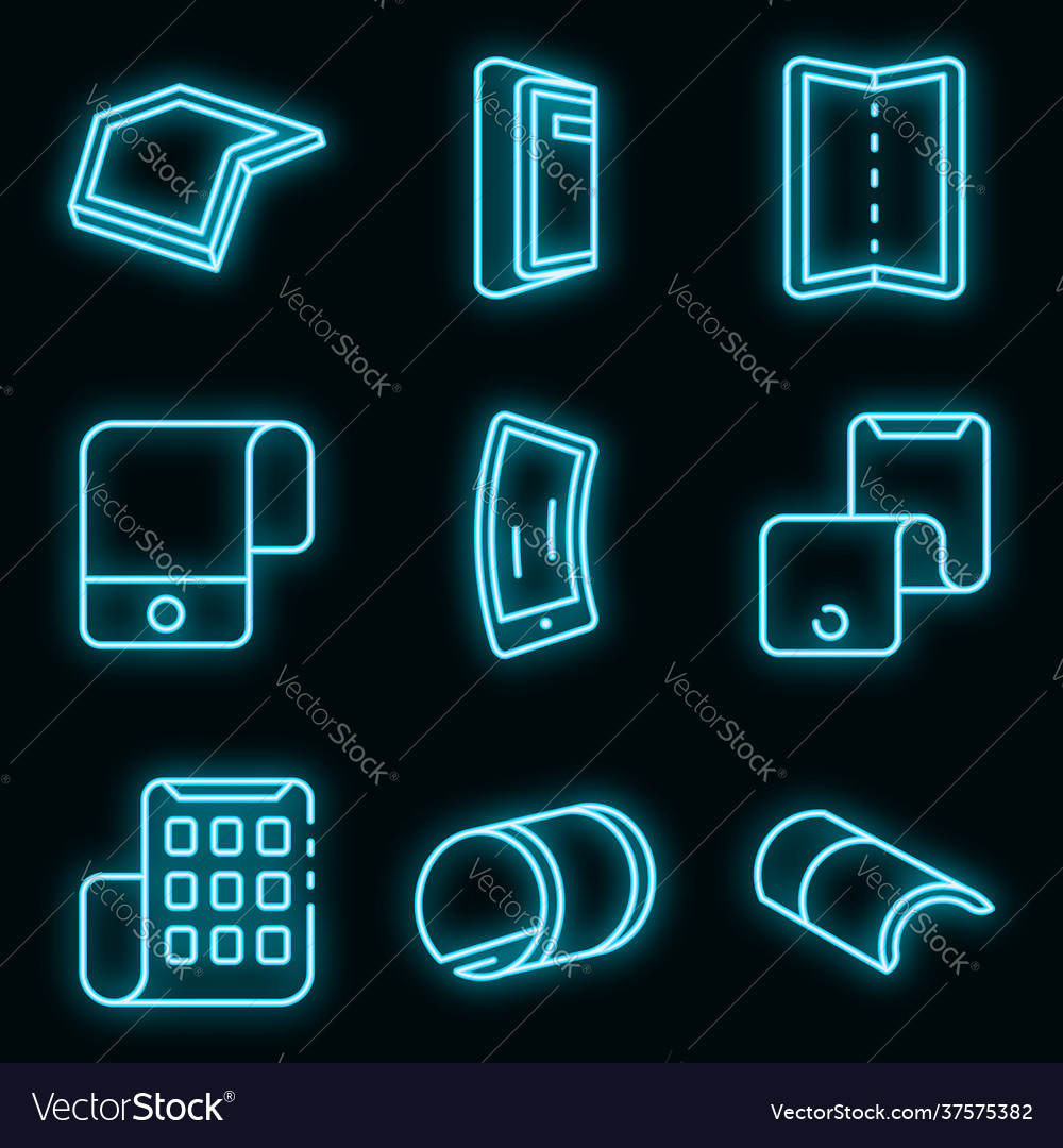 Flexible display icons set neon Royalty Free Vector Image Flexible display icons set neon Royalty Free Vector Image
