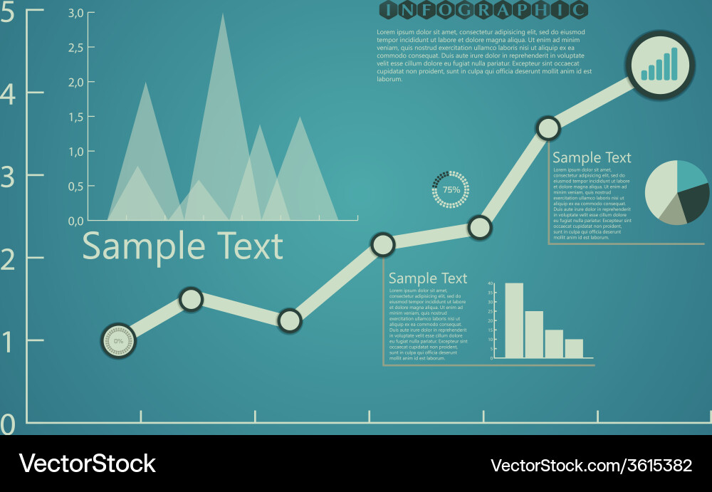 Infographics charts in retro blue Royalty Free Vector Image
