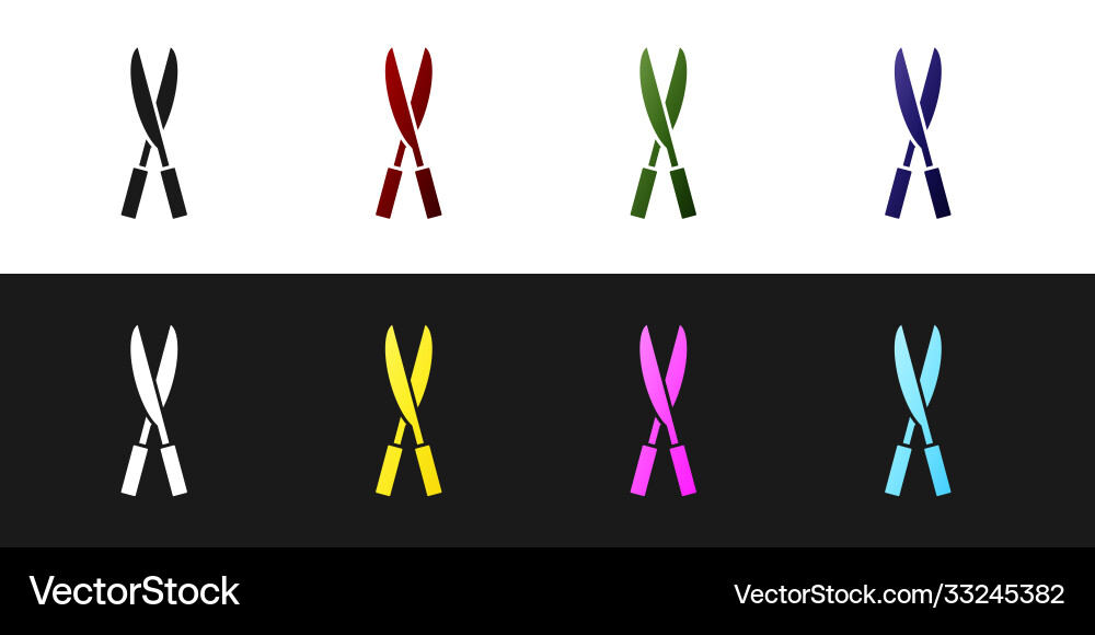 Set gardening handmade scissors for trimming icon Vector Image