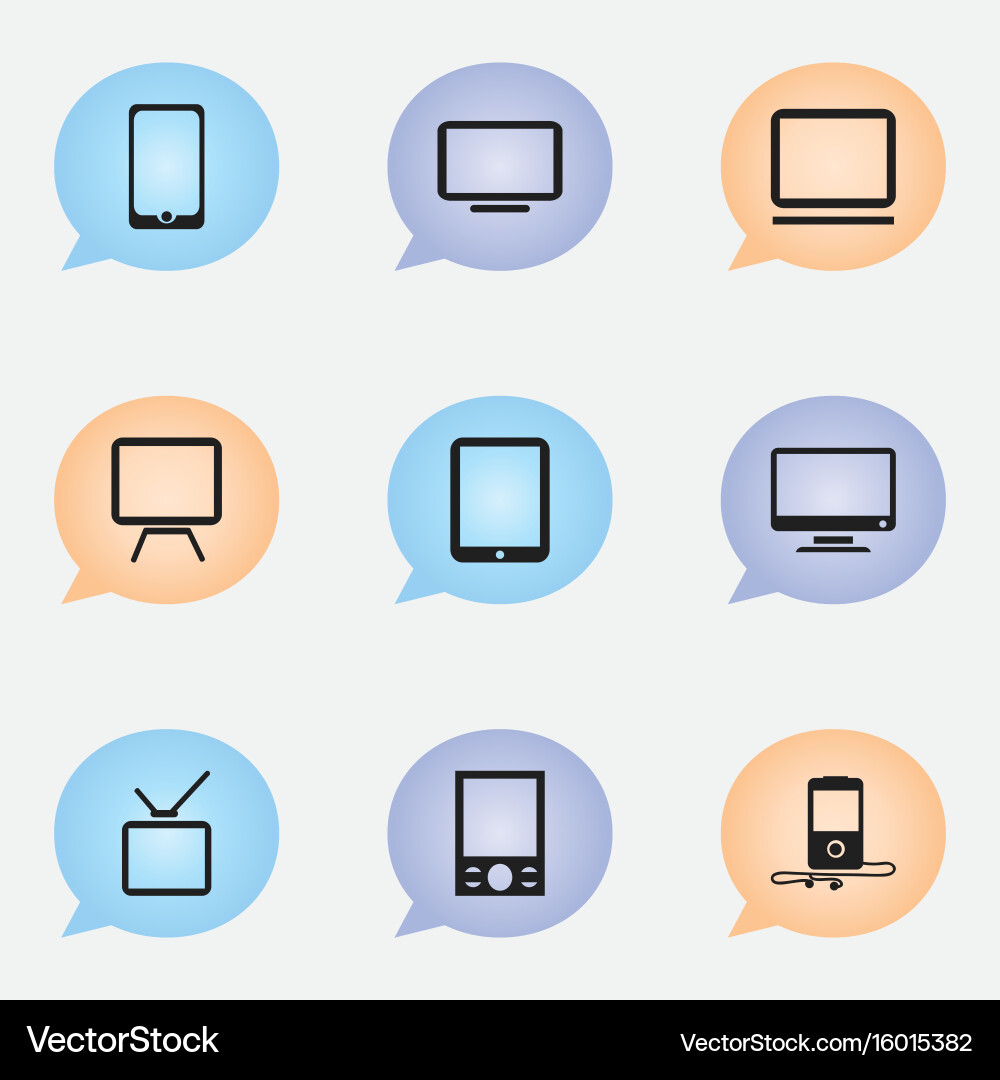 Set of 9 editable devices icons includes symbols Vector Image