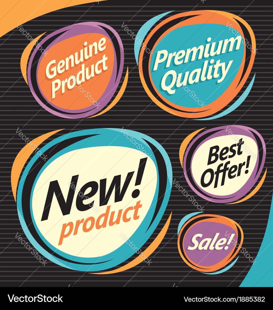 Set retro labels stickers and badges Royalty Free Vector