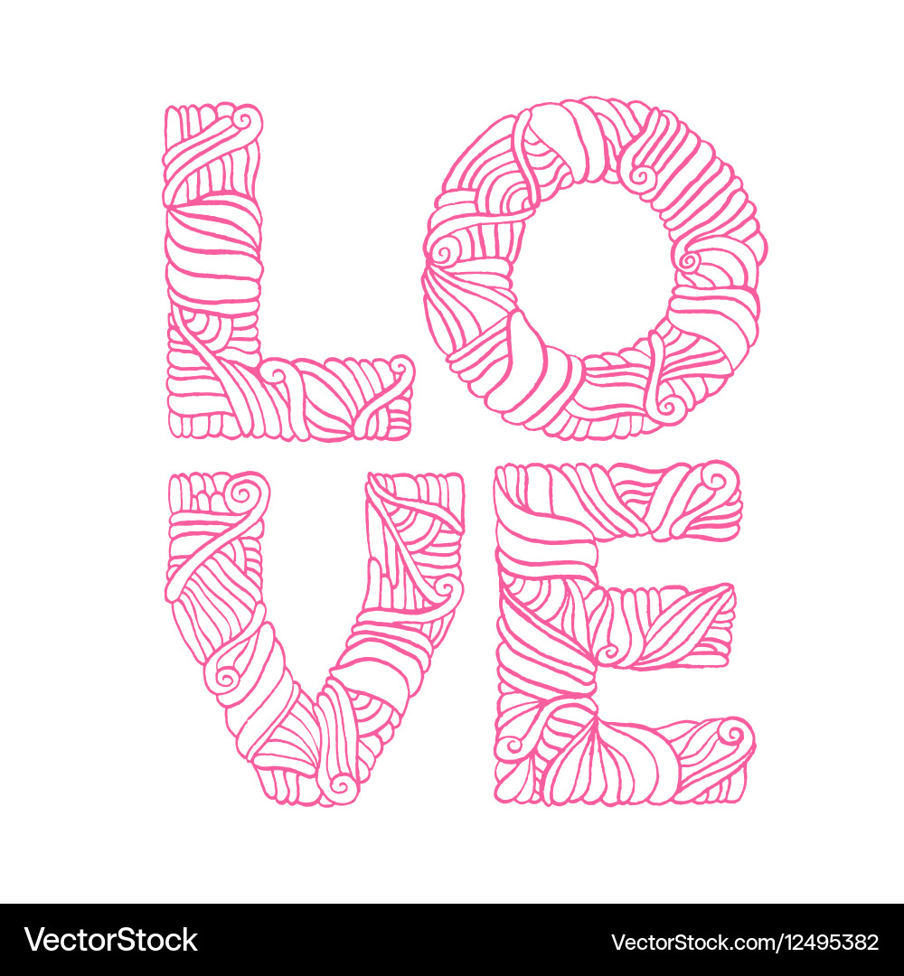 Valentine day hand drawn love typography doodle Vector Image