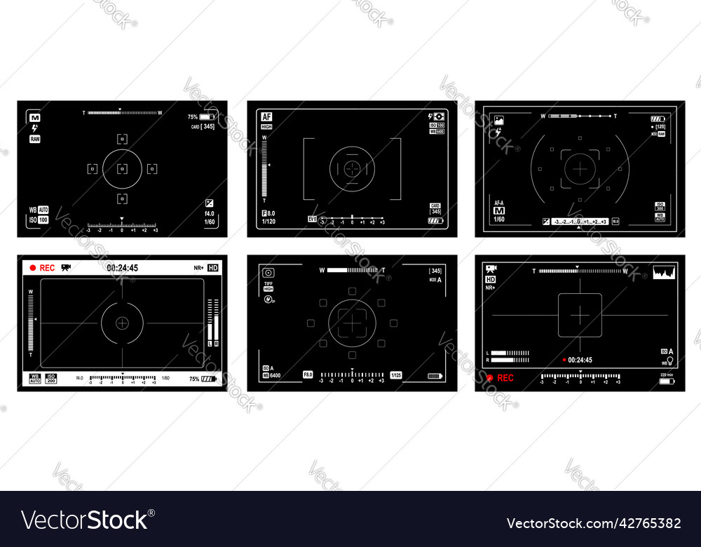 Video and photo camera viewfinder screen frames Vector Image