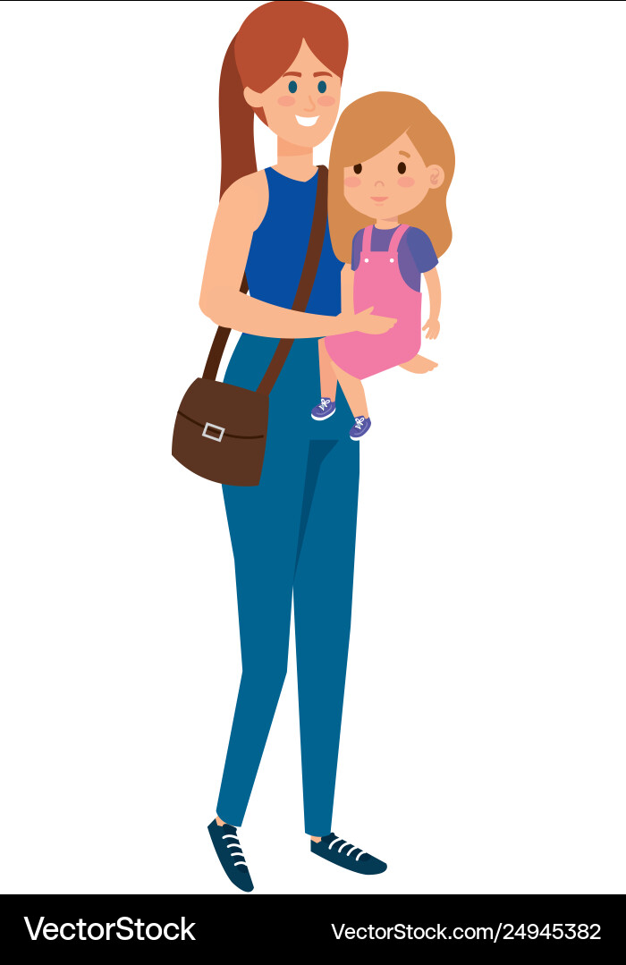 Young mother with little daughter Royalty Free Vector Image