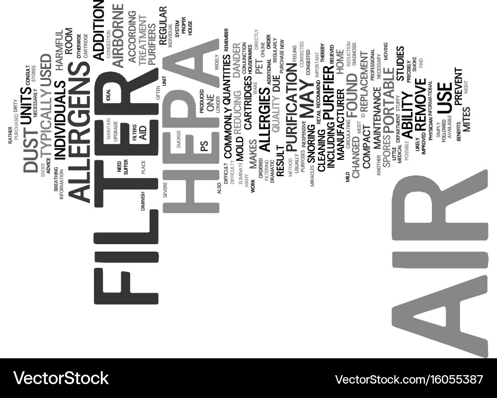 Benefits a hepa air filter text background Vector Image