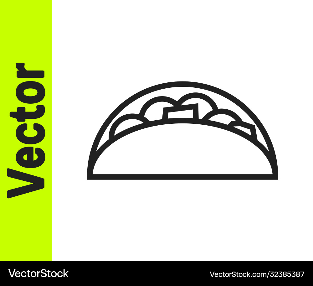 Black line taco with tortilla icon isolated Vector Image