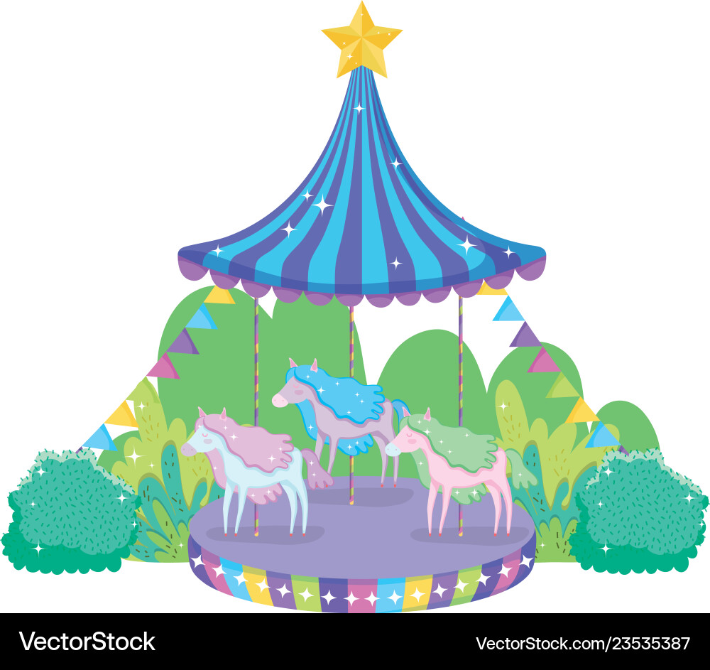 Circus carousel scene in the landscape Royalty Free Vector