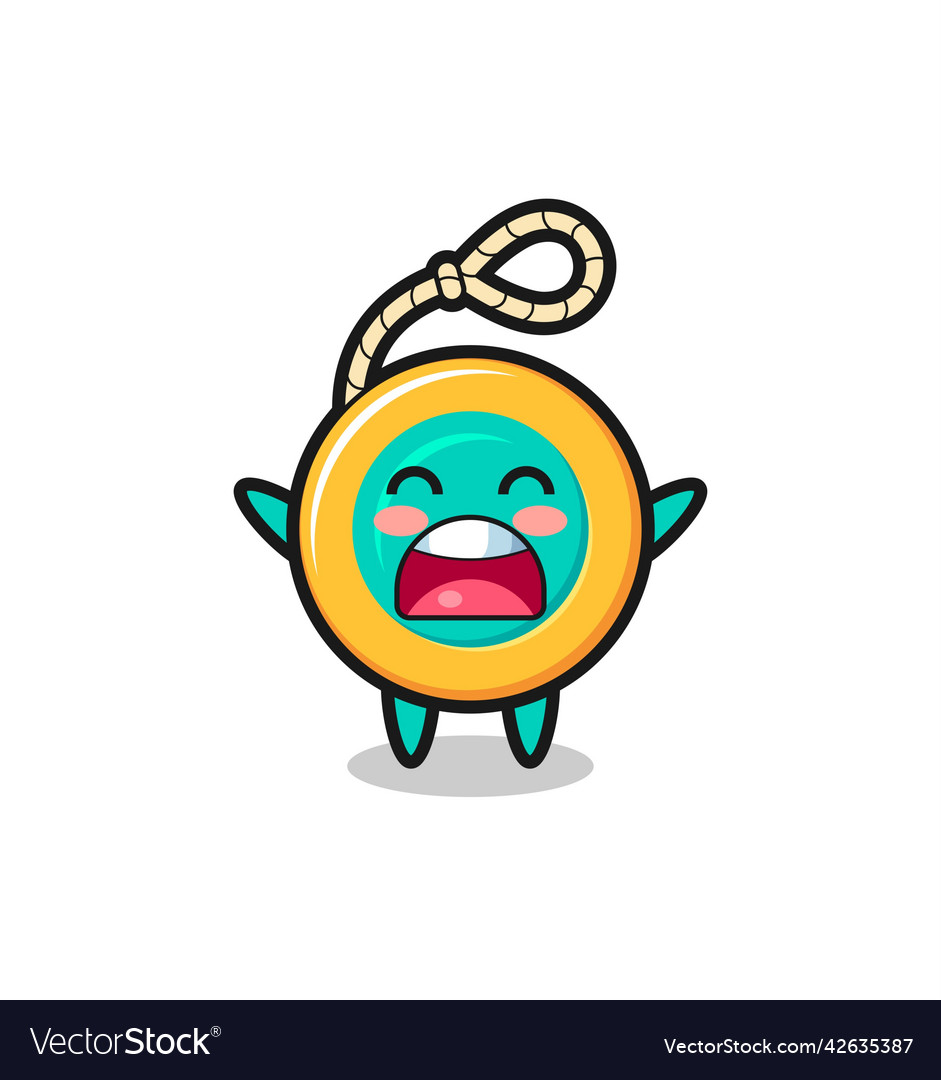 Cute yoyo mascot with a yawn expression Royalty Free Vector