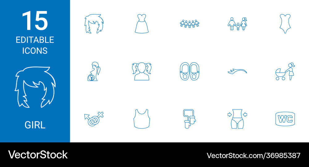 Girl icons Royalty Free Vector Image - VectorStock