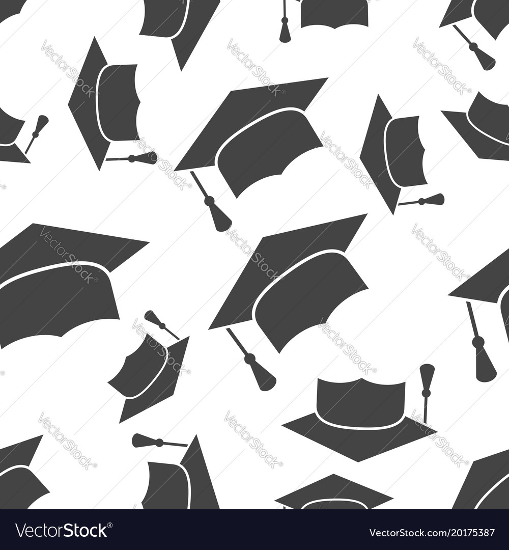 Graduation cap seamless pattern background icon Vector Image