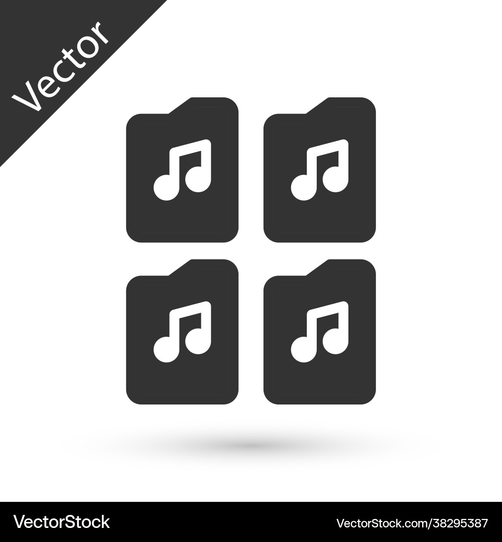 Grey music file document icon isolated on white Vector Image