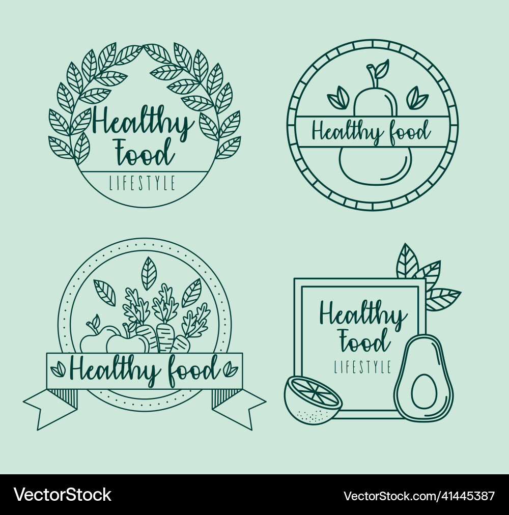 Healthy food labels Royalty Free Vector Image - VectorStock