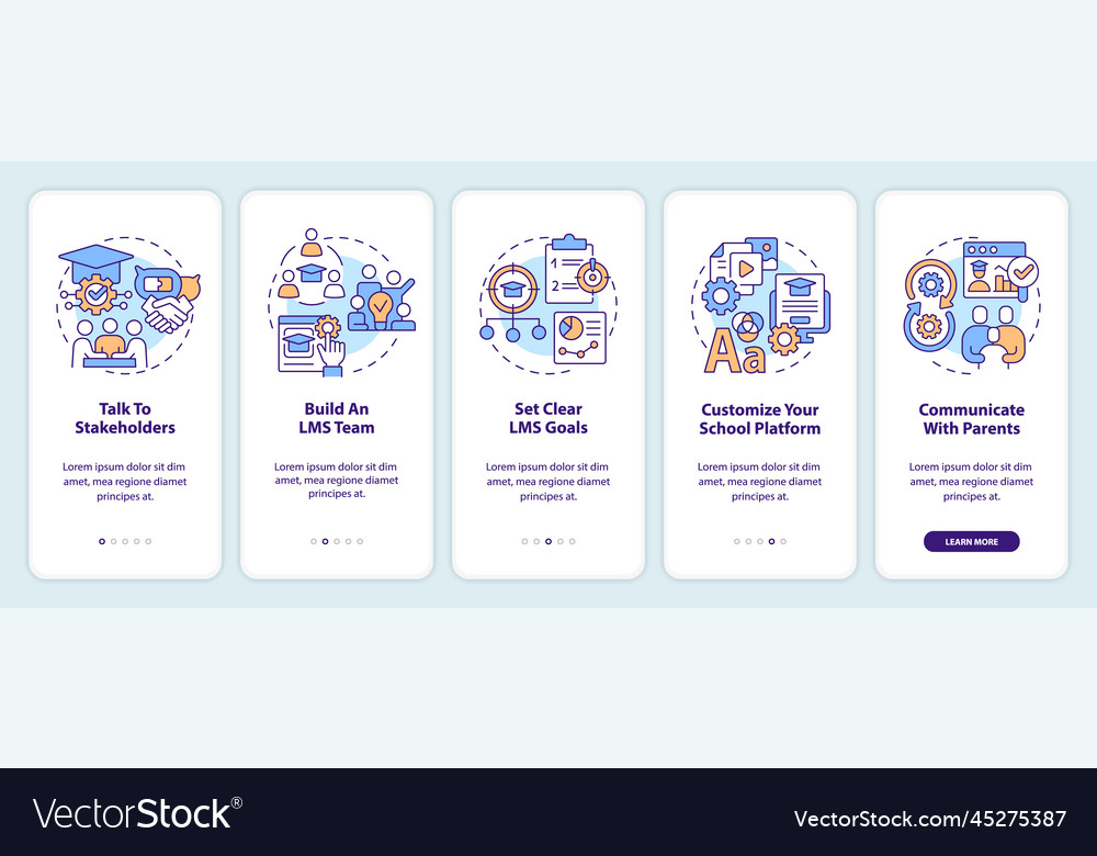 Launching school lms onboarding mobile app screen Vector Image