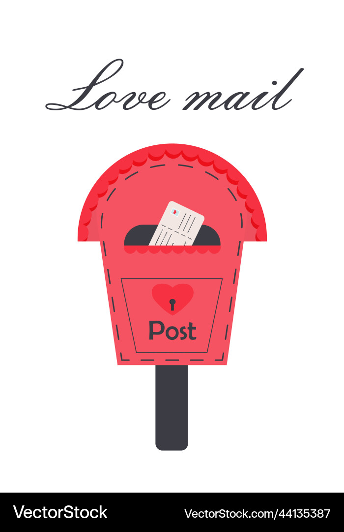 Love mailbox with letter and heart lock mail Vector Image