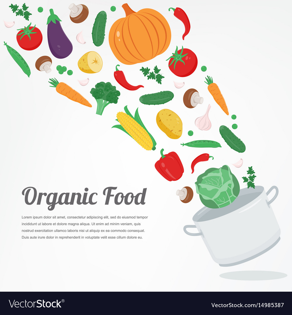 Organic food vegetable icons healthy eating Vector Image