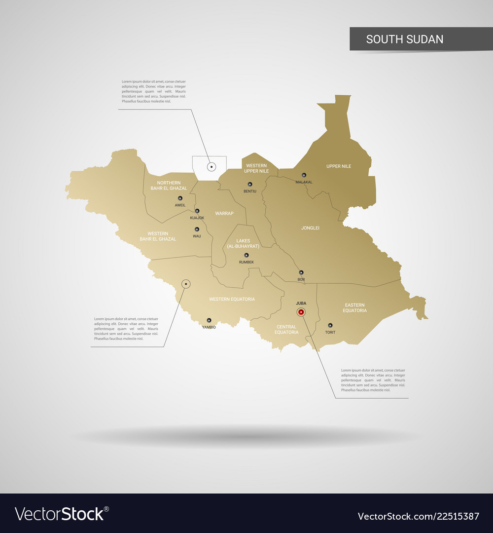 Stylized south sudan map Royalty Free Vector Image