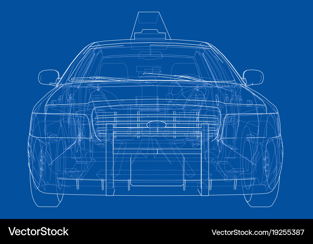 Taxi outline drawing Royalty Free Vector Image