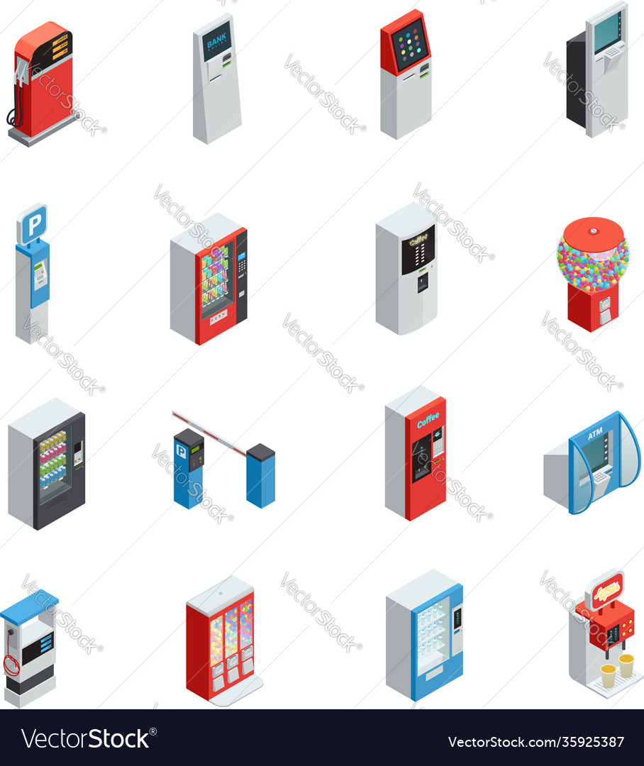 Vending machines icons set Royalty Free Vector Image