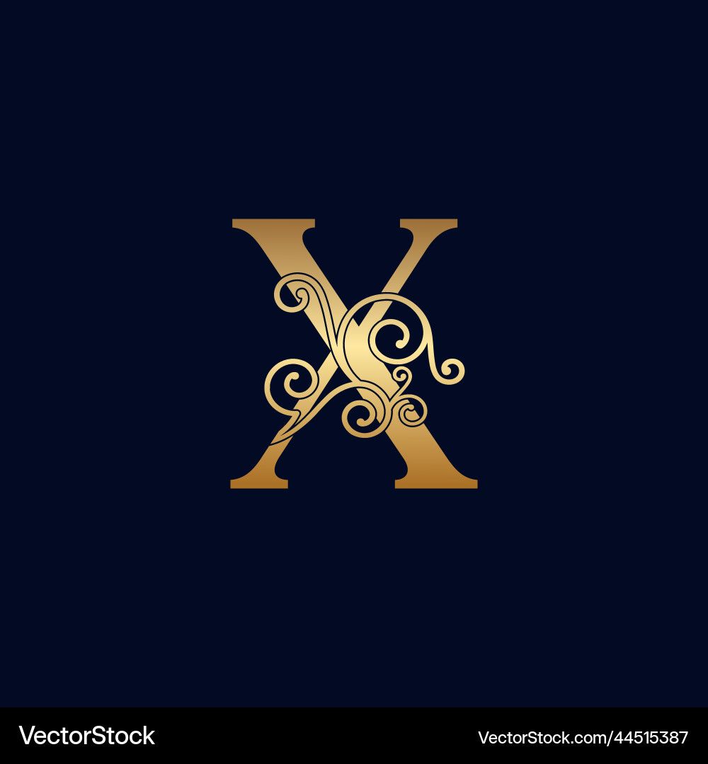 Vip gold logo letter x Royalty Free Vector Image