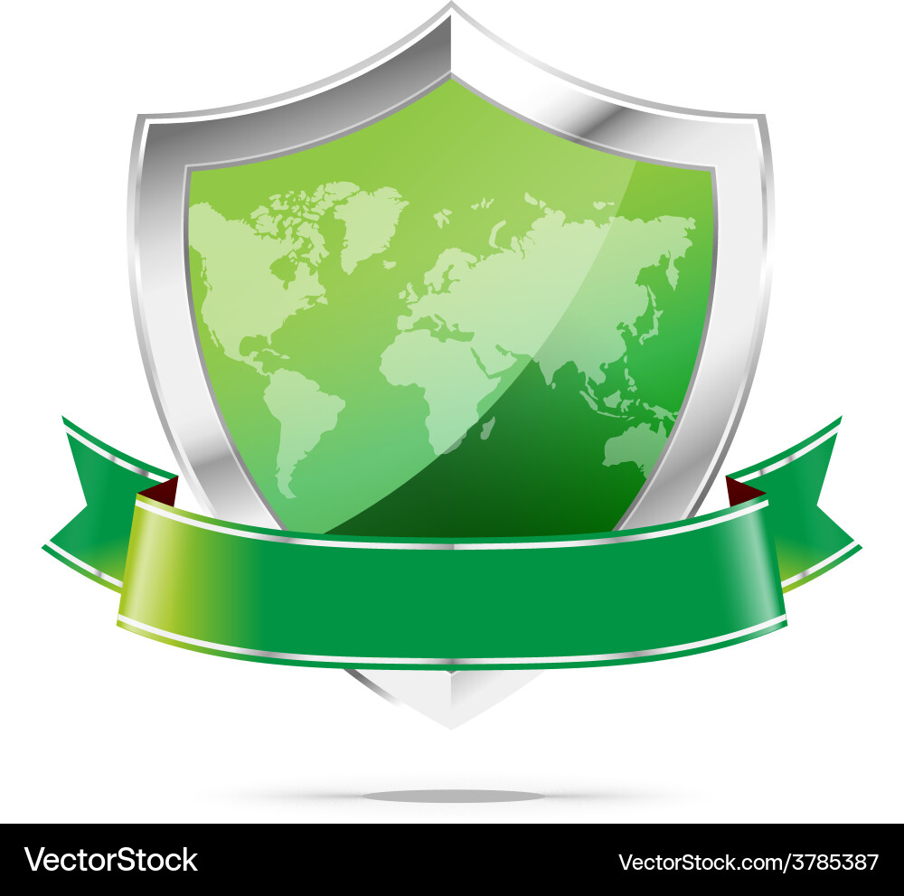 World map protection metal shield on the white Vector Image