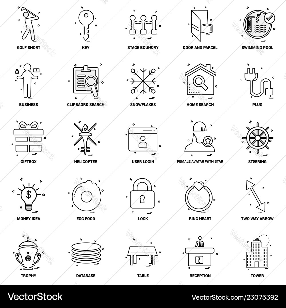 25 business concept mix line icon set Royalty Free Vector