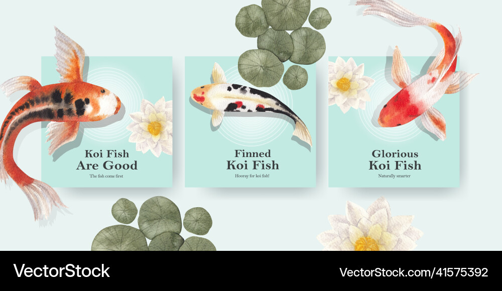 Banner template with koi fish conceptwatercolor Vector Image