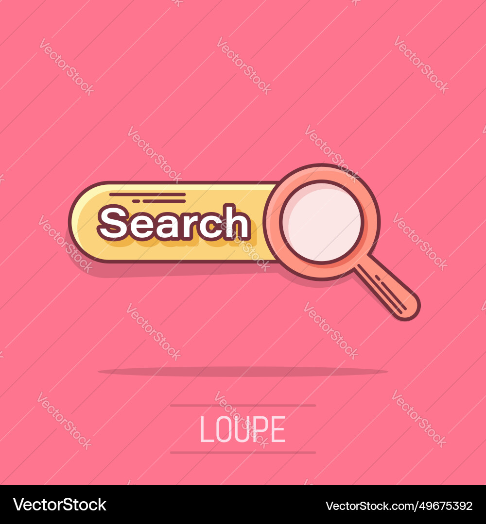 Cartoon search bar ui icon in comic style Vector Image