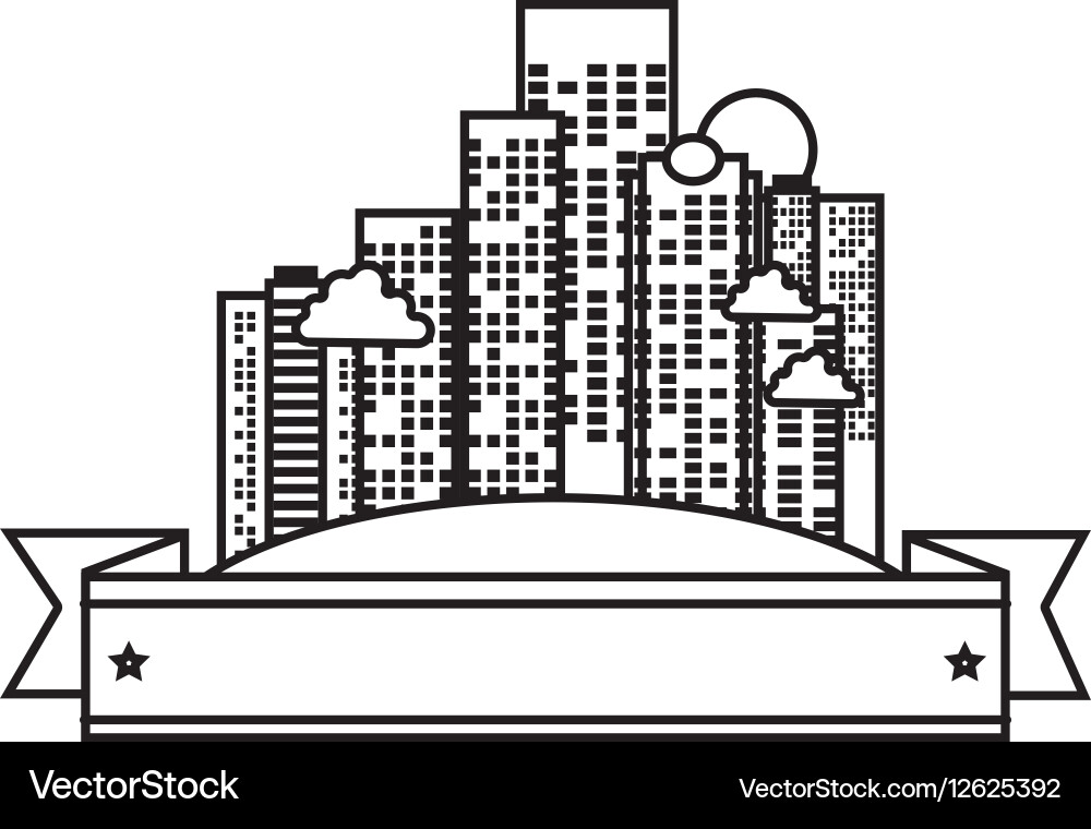 Cityscape buildings skyline icon Royalty Free Vector Image