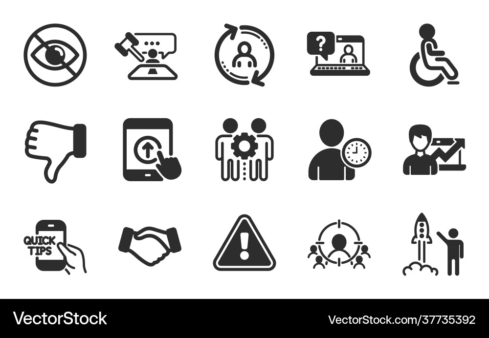 Faq not looking and dislike hand icons set Vector Image