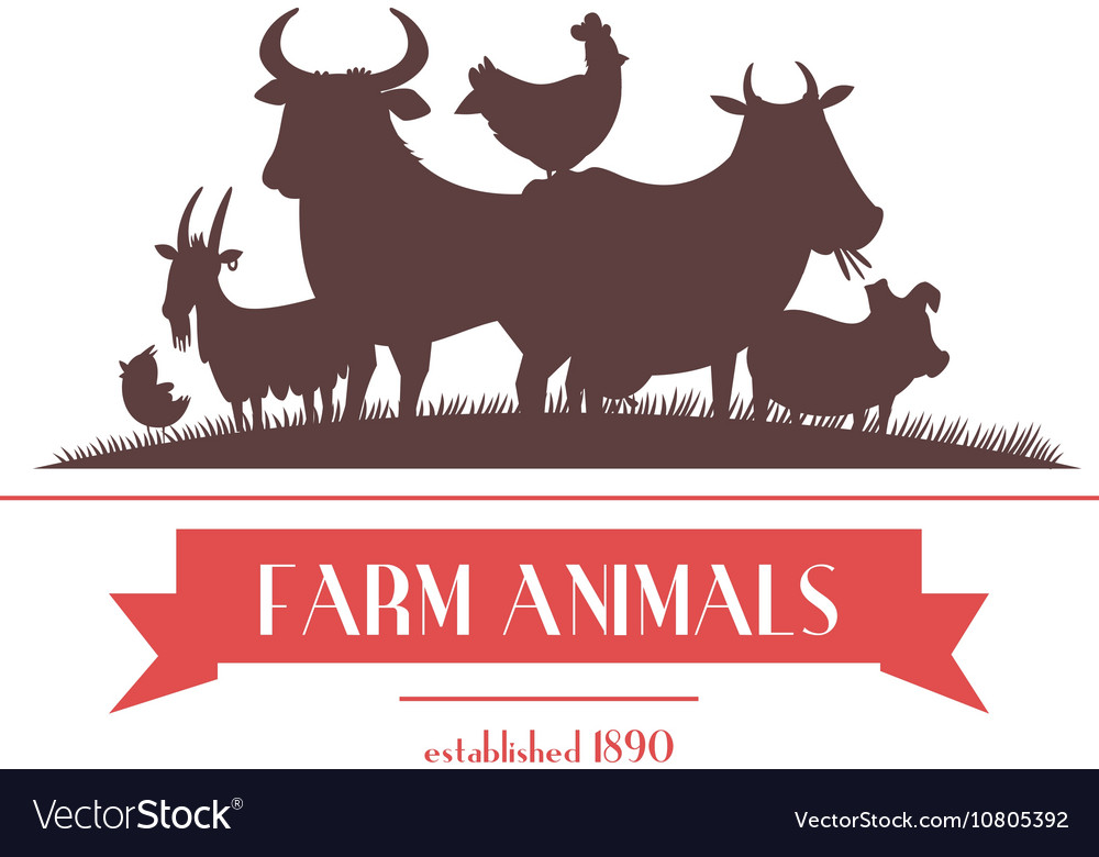 Farm Animals Label Or Signboard Design Royalty Free Vector