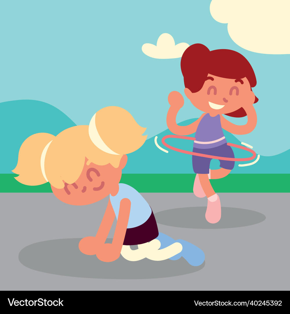 Girls playing cartoon Royalty Free Vector Image