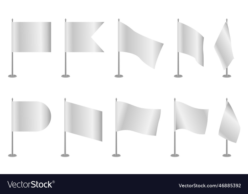 Realistic table flags mega set elements in flat Vector Image