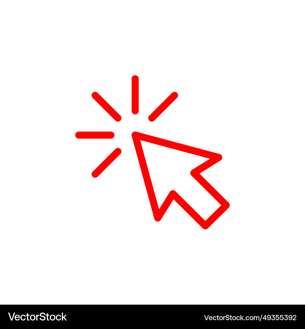 Red cursor line art icon outline symbol Royalty Free Vector