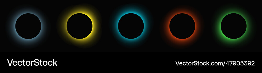 Set of circle illuminate light frames with color Vector Image