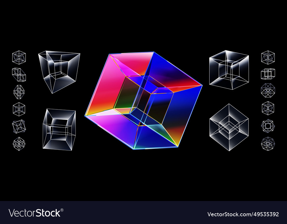 Tesseract shape Royalty Free Vector Image - VectorStock