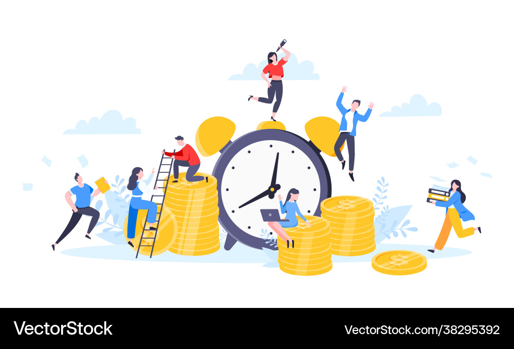 Time is money or save business concept flat Vector Image