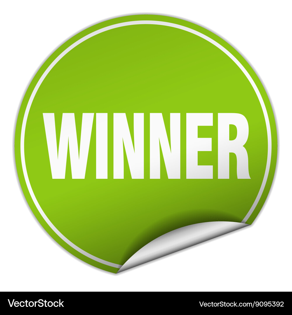 Winner round green sticker isolated on white Vector Image