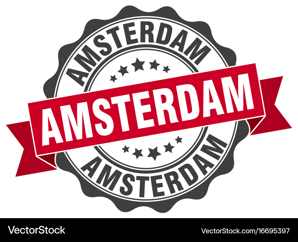 Amsterdam round ribbon seal Royalty Free Vector Image