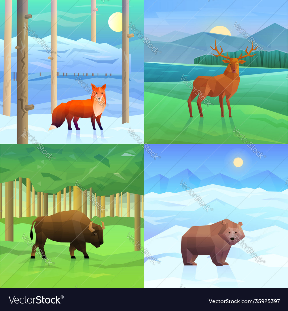 Animals background set Royalty Free Vector Image
