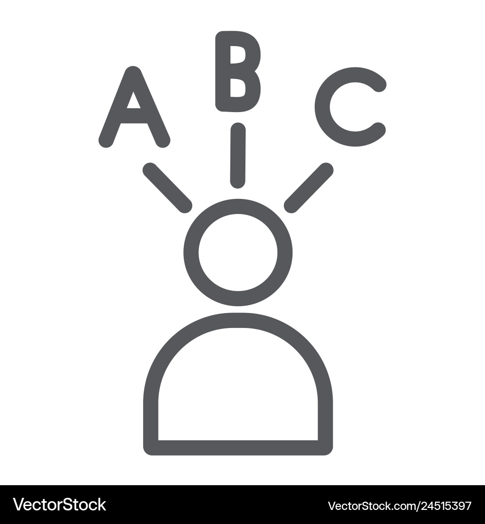 Answer choice line icon think and person Vector Image