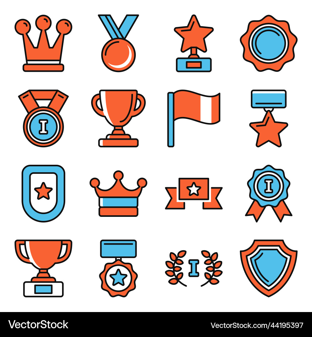 Awards icons set on white background Royalty Free Vector