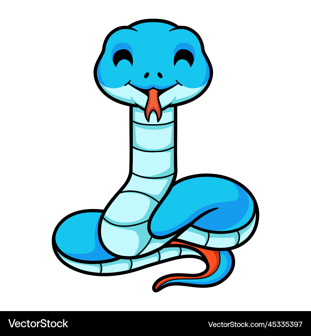 Cute blue snake viper cartoon Royalty Free Vector Image