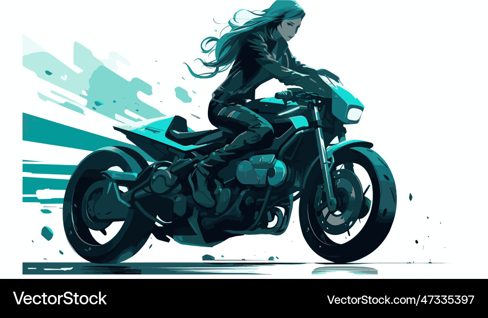 Girl riding a motorcycle Royalty Free Vector Image