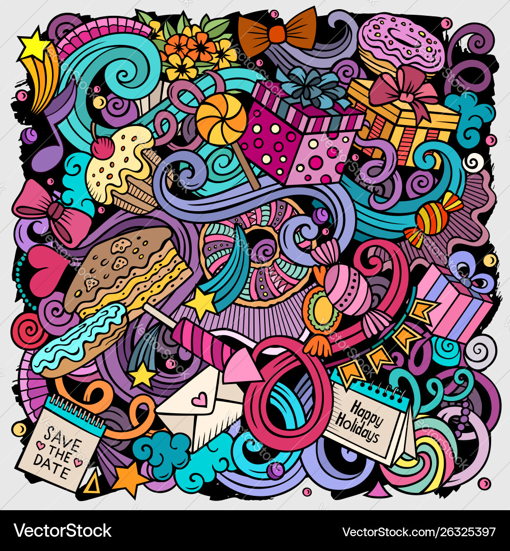 Holiday hand drawn doodles Royalty Free Vector Image