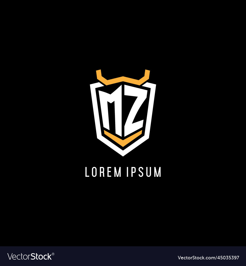 Initial mz geometric shield esport logo monogram Vector Image
