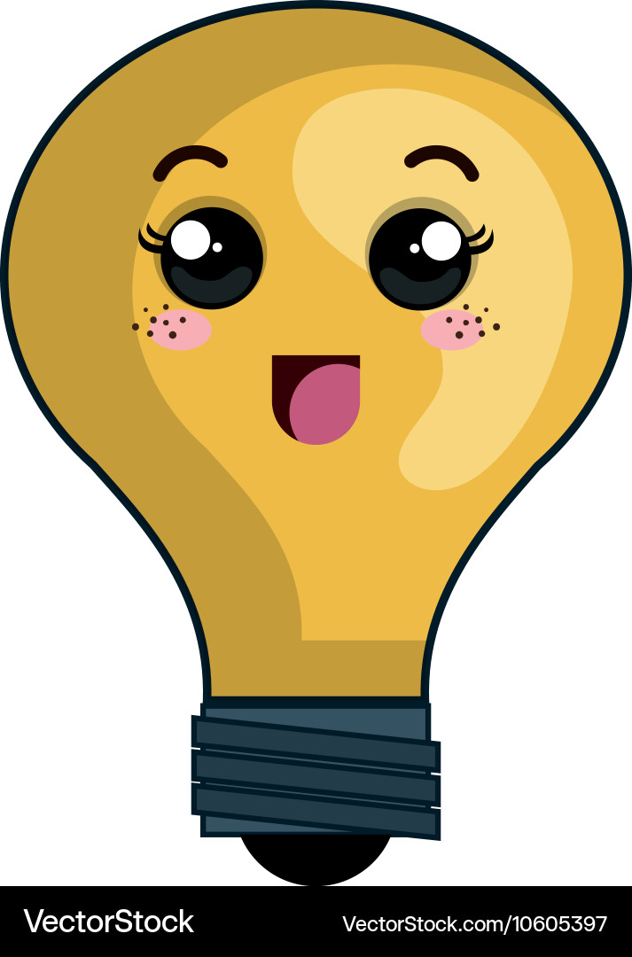 Kawaii cartoon bulb Royalty Free Vector Image - VectorStock