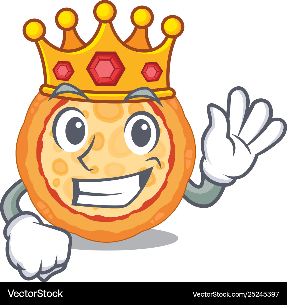 King cheese pizza on a character plate Royalty Free Vector